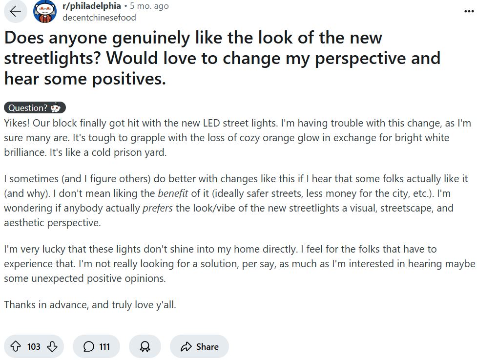 Philly Reddit Vs. the Streetlight Improvement Project: r/Philadelphia ...