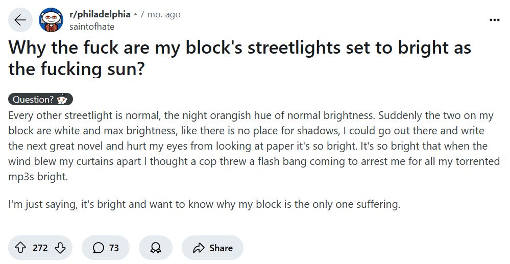 Philly Reddit Vs. the Streetlight Improvement Project: r/Philadelphia ...